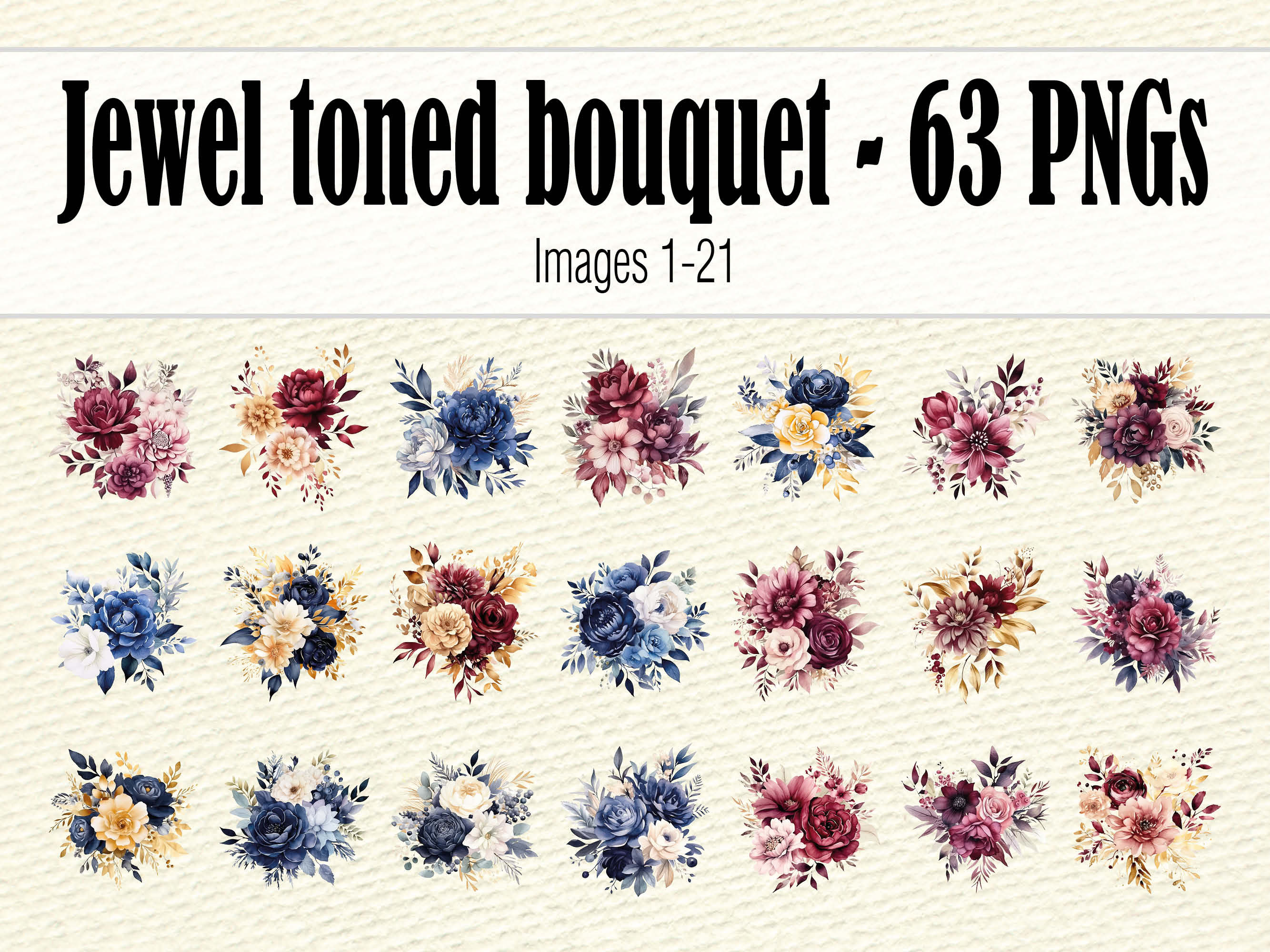 Watercolor Jewel Tone Floral Clipart, Jewel Tone Wedding Clipart ...