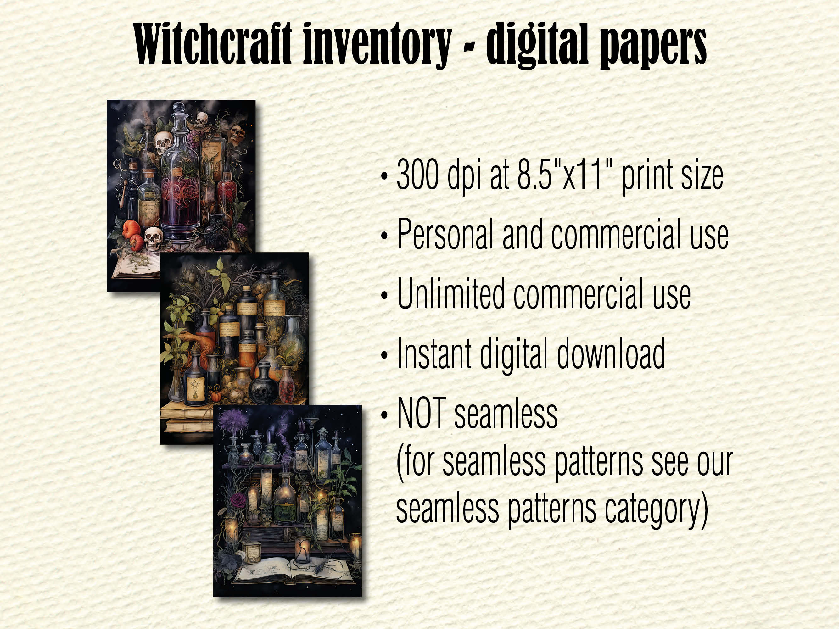 Dark Witchcraft Journal Digital Paper, Magic Witch Junk Journal Pages ...
