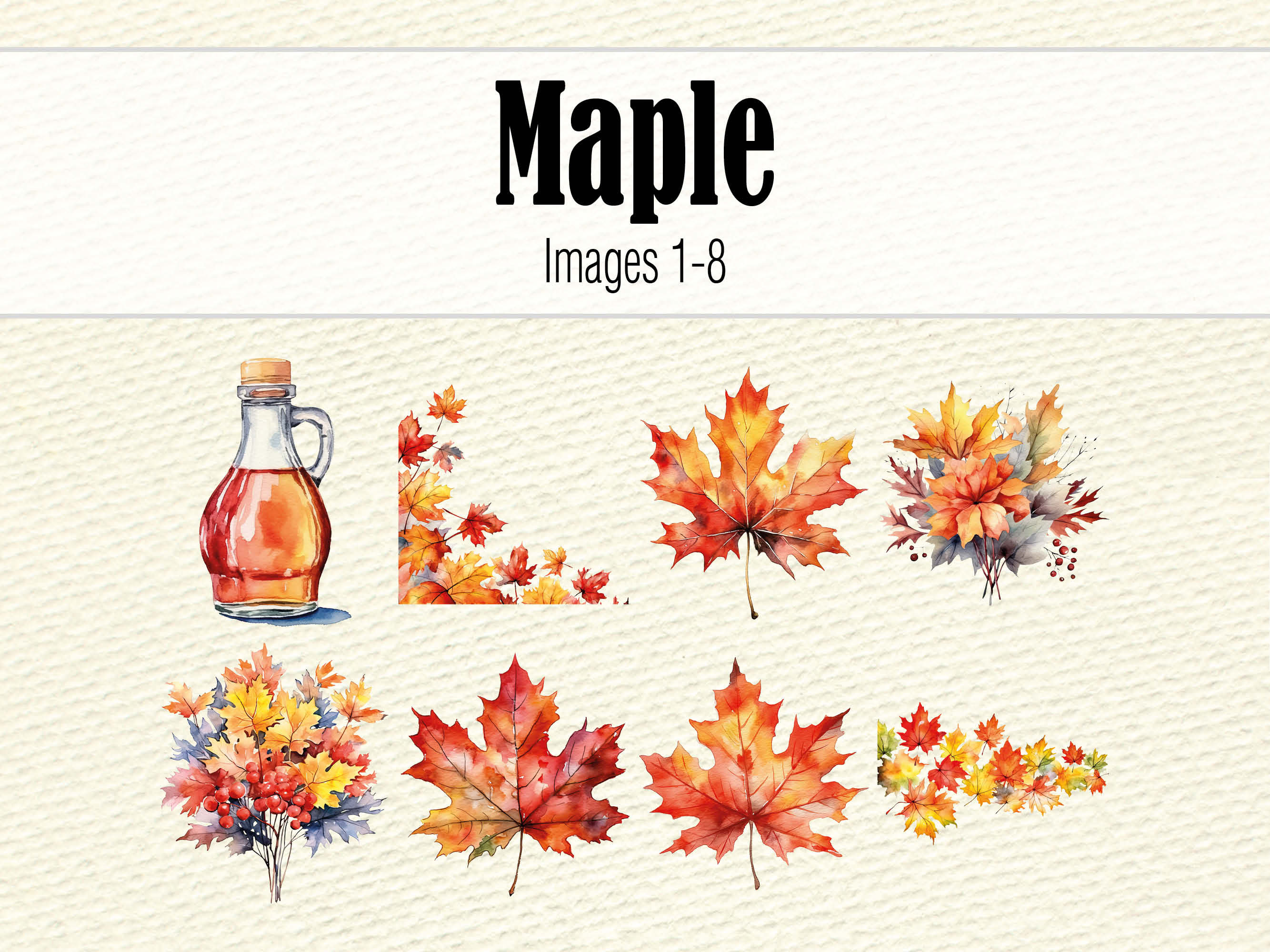 Watercolor Maple Wreath Clipart Watercolor Maple Tree - Etsy