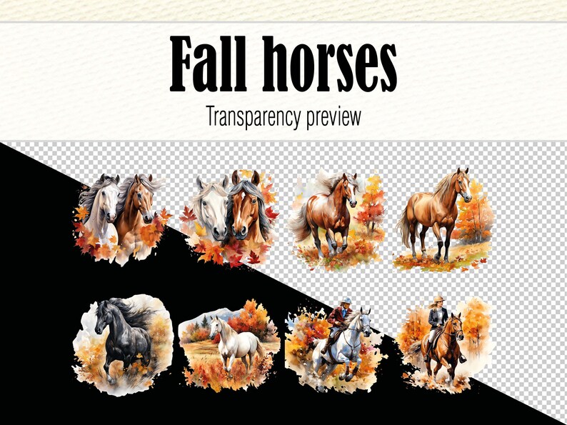 Fall Horse Clipart, Autumn Horse PNG, Horse Lover Thanksgiving Clipart ...