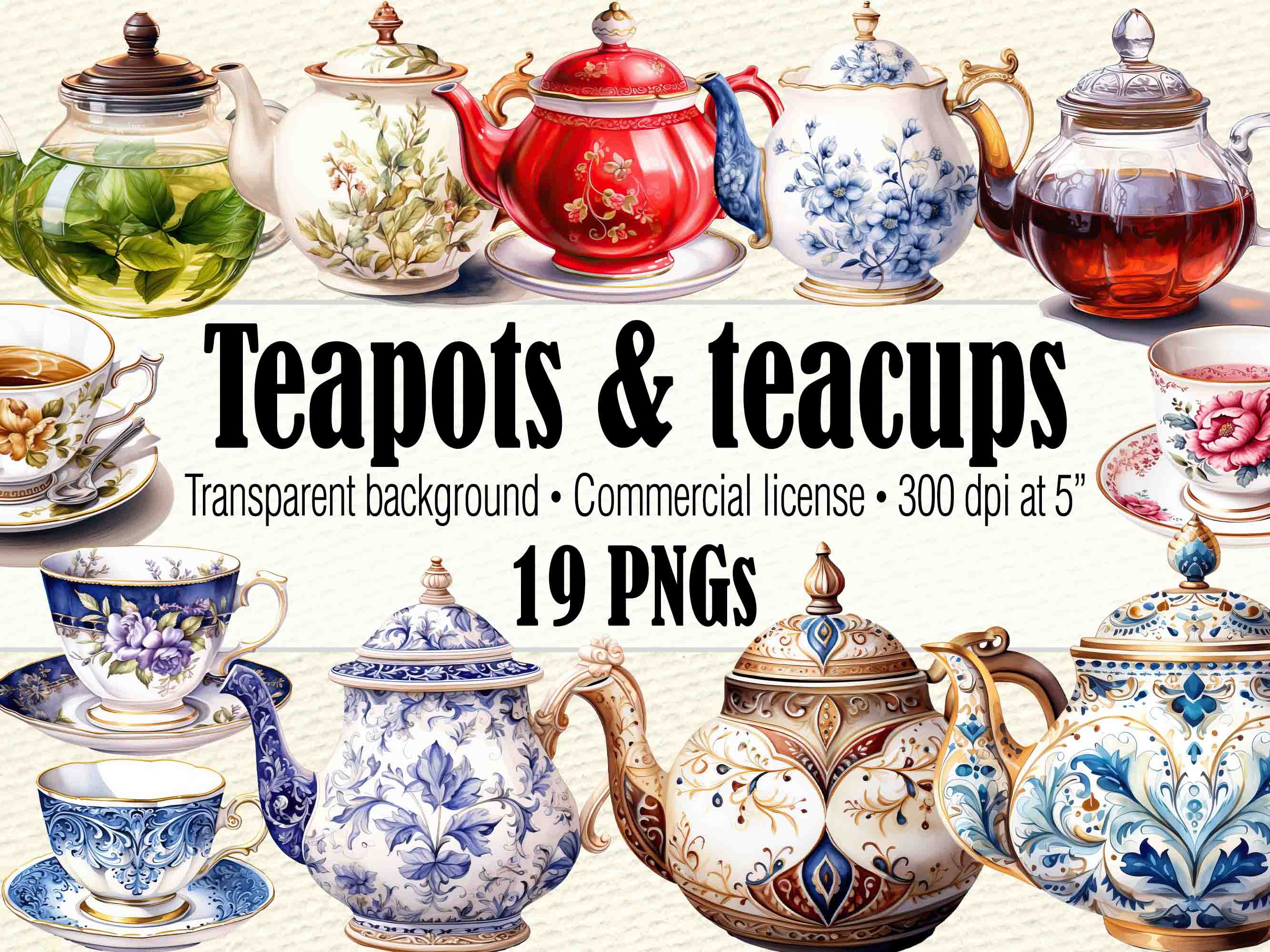 Watercolor Teapot Clipart, Tea Cup Clipart PNG, Tea Party Clipart ...