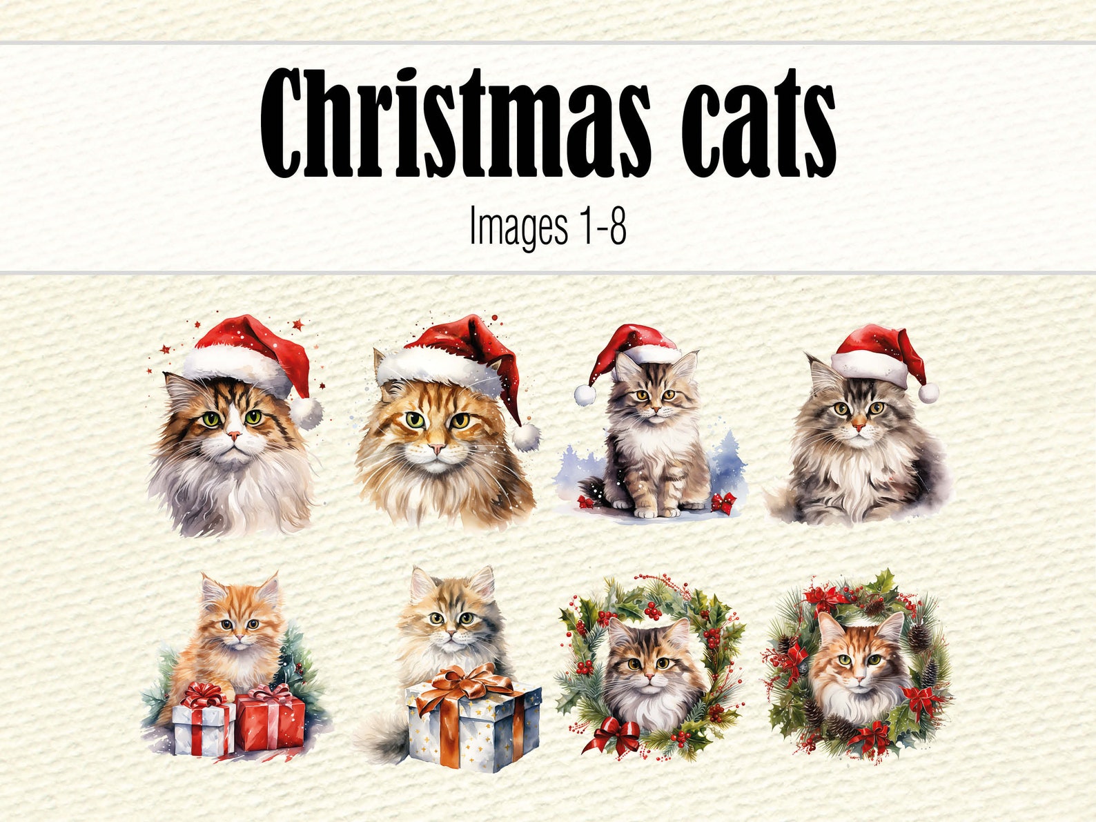 Christmas Cat Clipart, Cat Christmas PNG, Meowy Christmas Ephemera ...