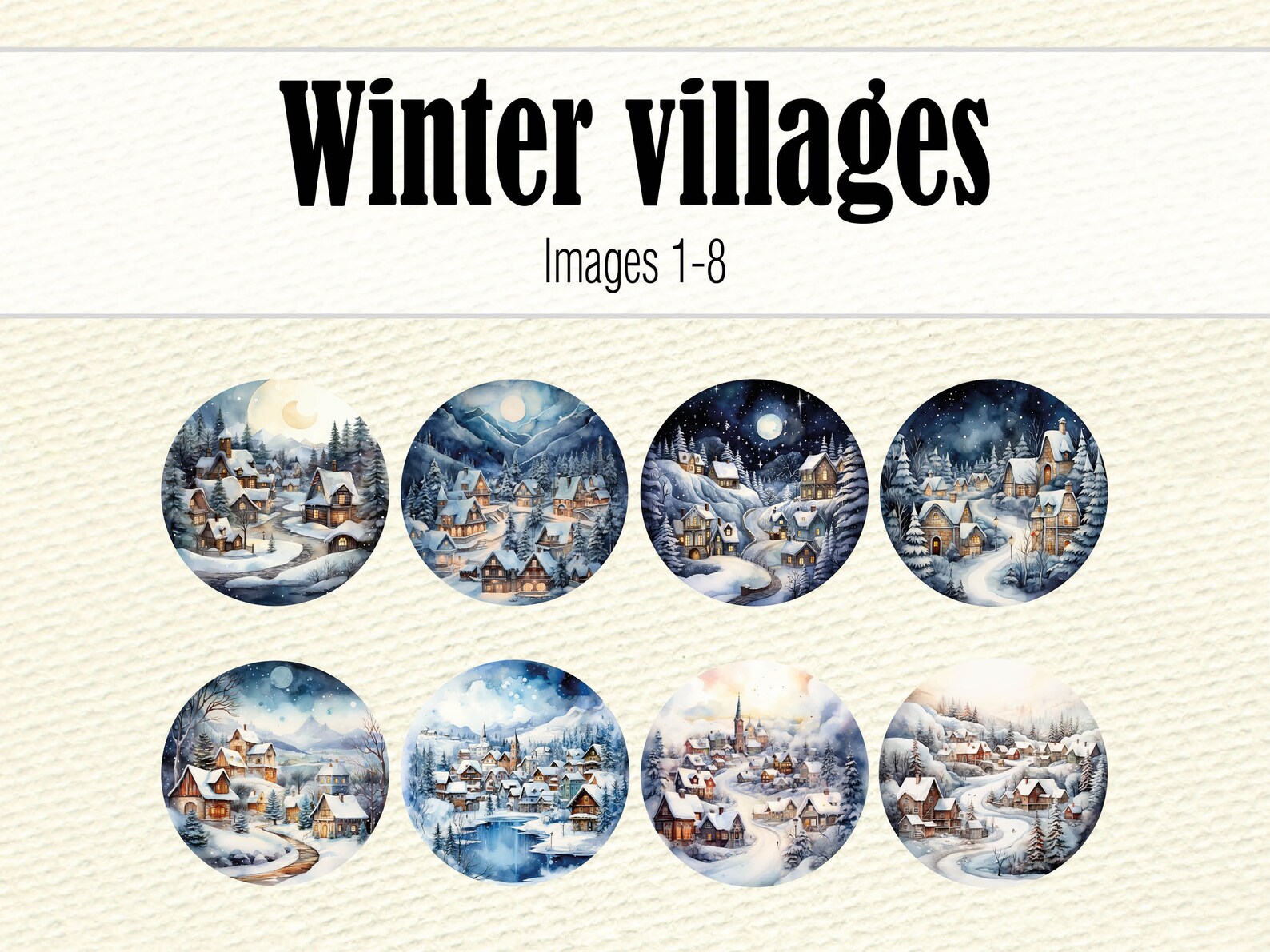 Winter Clipart, Watercolor Winter Village Clipart, Winter Wonderland ...