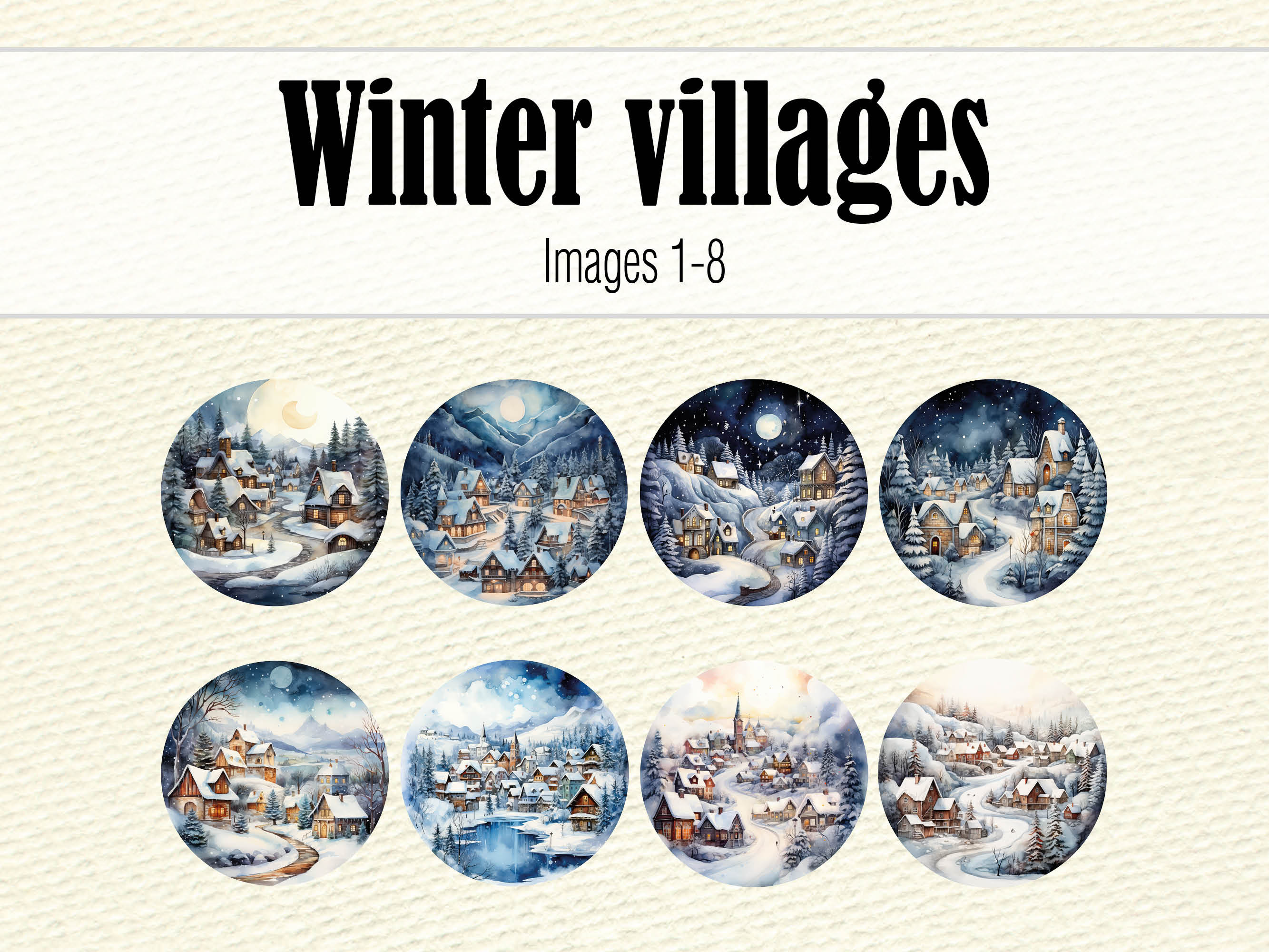 Winter Clipart, Watercolor Winter Village Clipart, Winter Wonderland ...