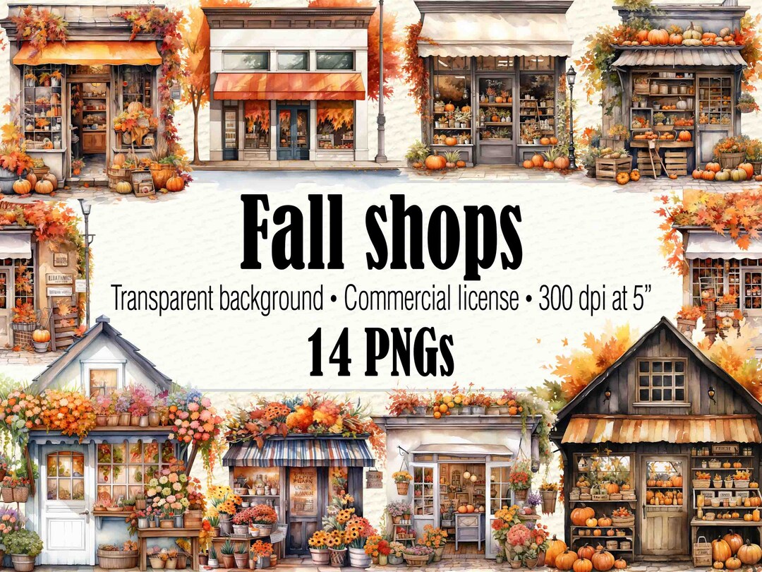 Fall Storefront Clipart, Pumpkins Front Porch Clipart, Pumpkin House ...