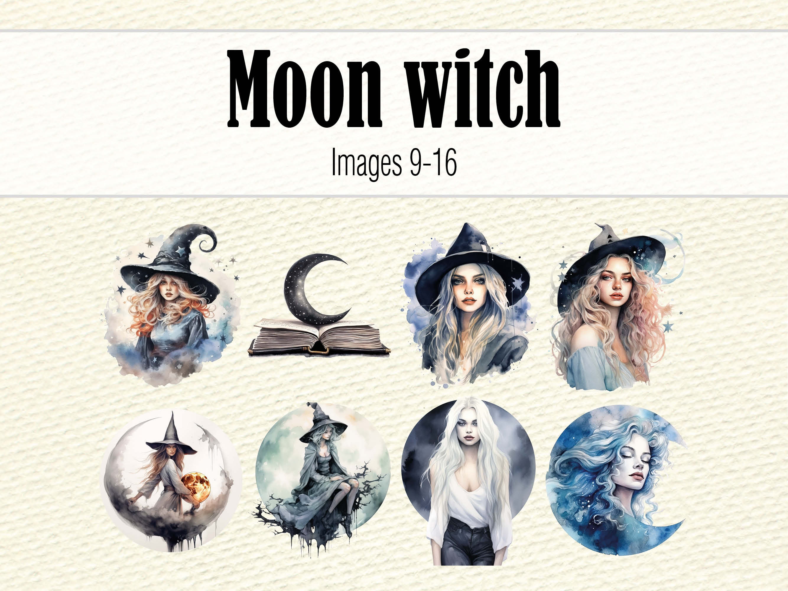 Moon Witch Clipart Watercolor Witch Junk Journal Witchy PNG - Etsy