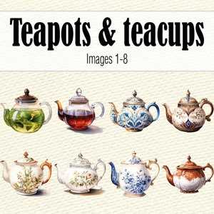 Watercolor Teapot Clipart, Tea Cup Clipart PNG, Tea Party Clipart ...