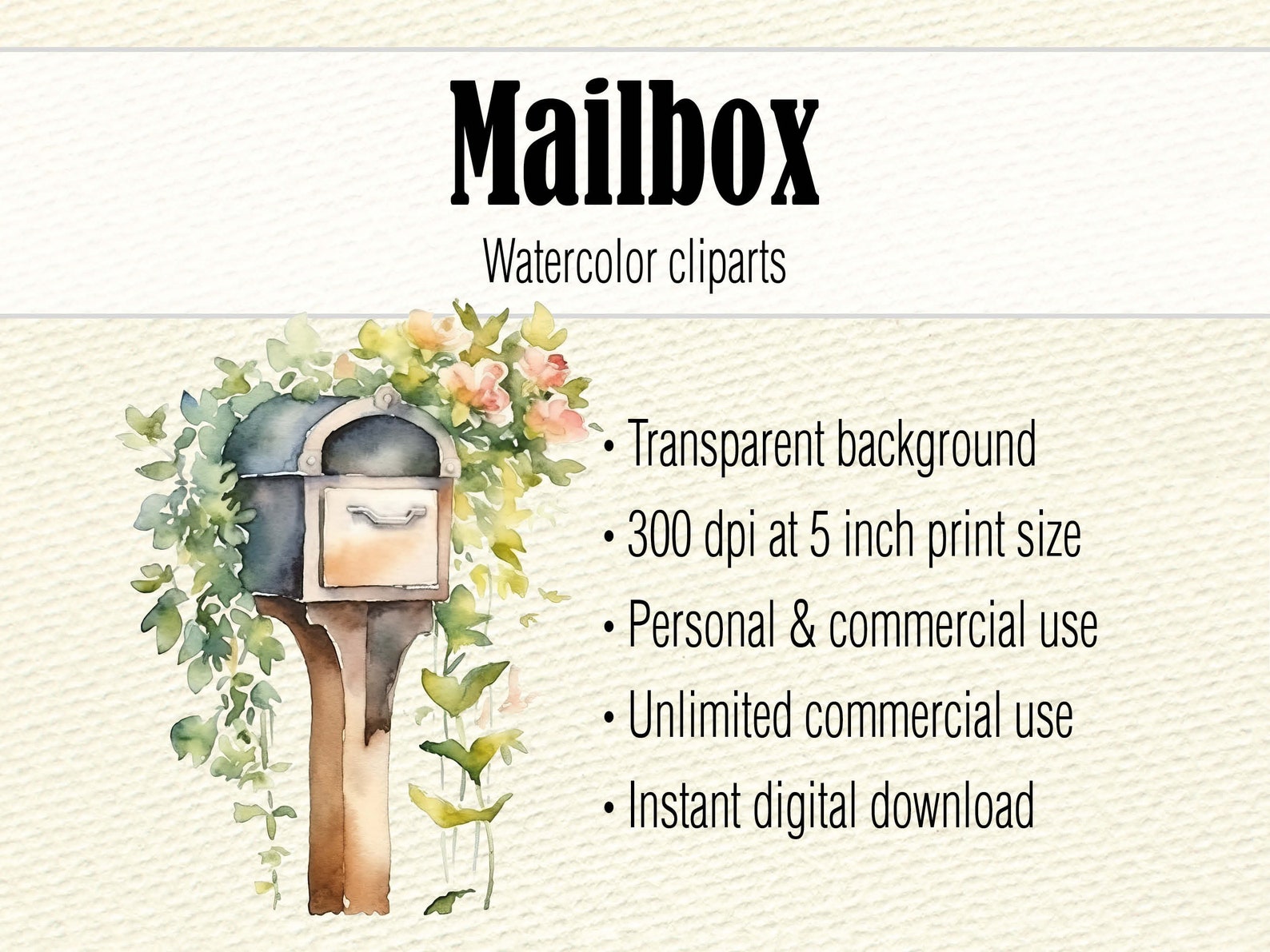 Watercolor Mailbox Clipart, Watercolor Letter Box Clipart, Farmhouse ...