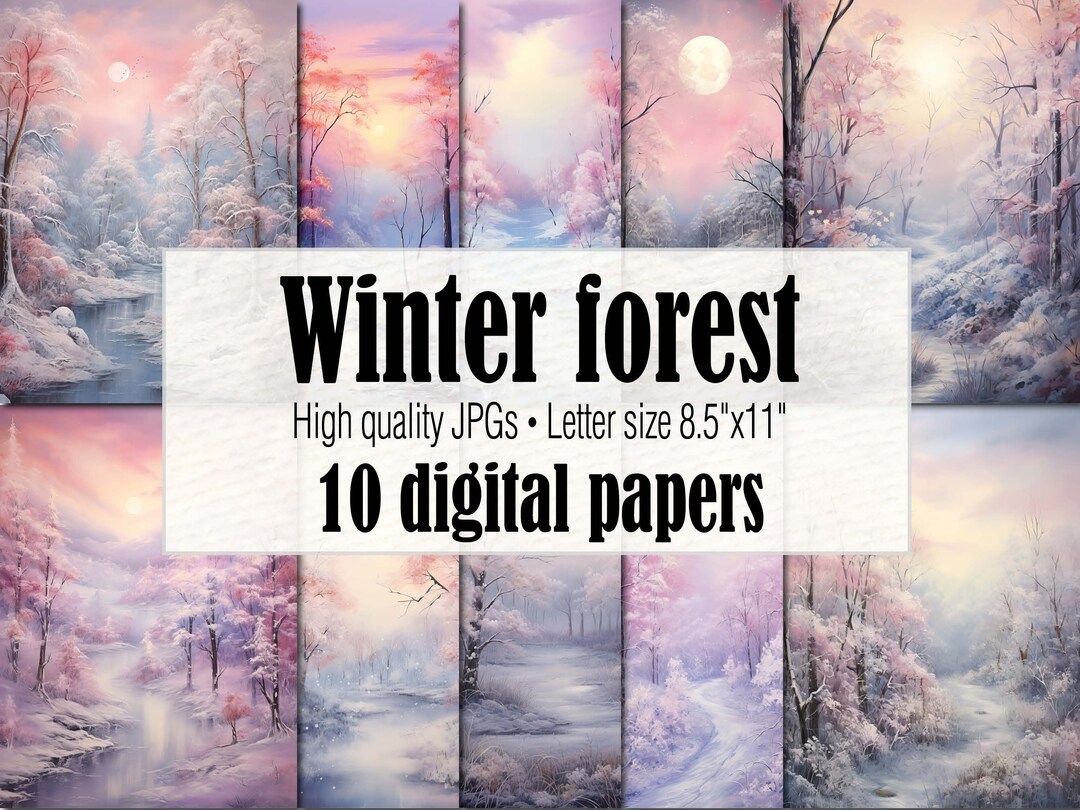 Winter Wonderland Winter Forest Paper, Winter Landscape Digital Paper ...