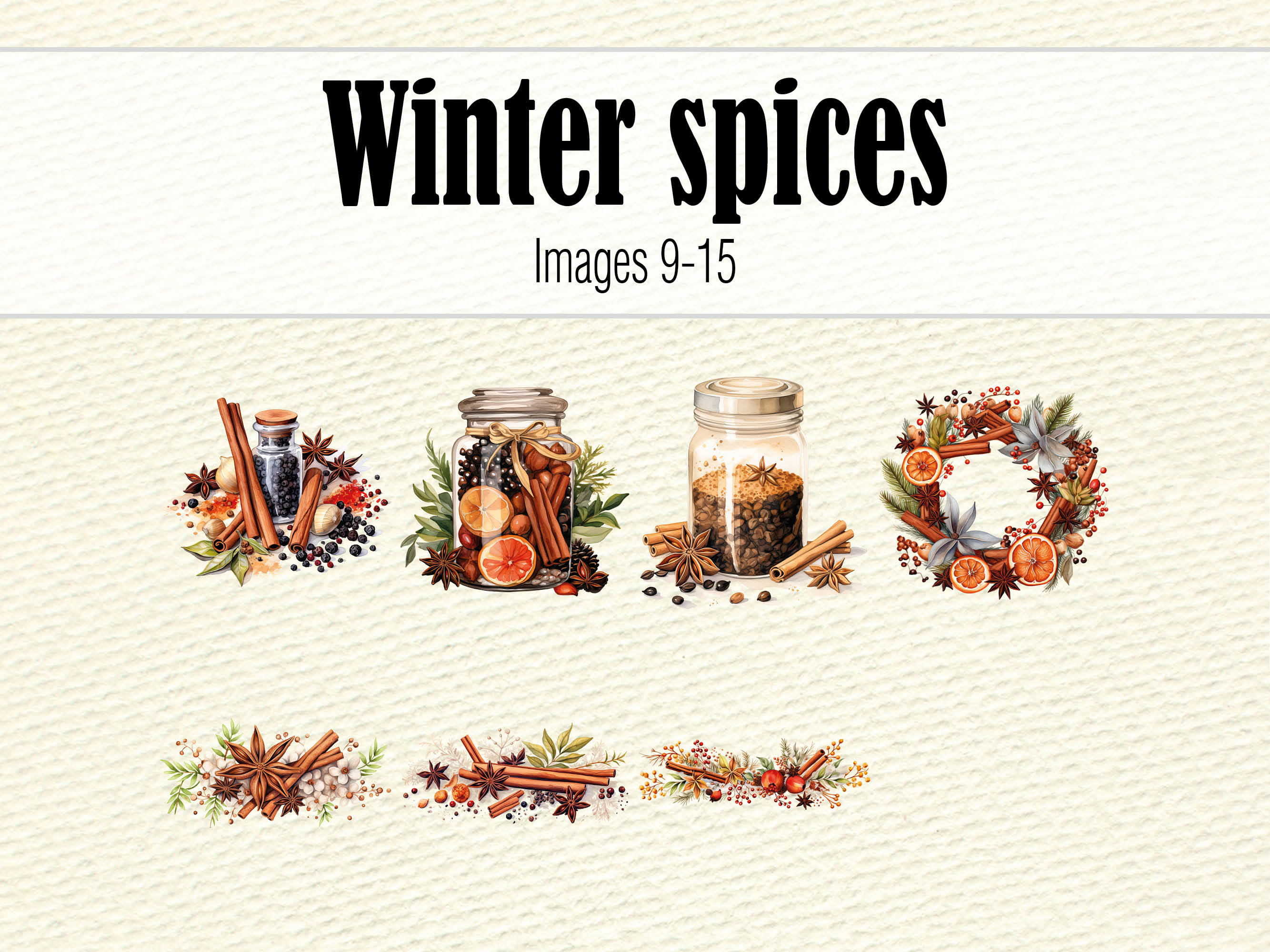 Watercolor Winter Spices Clipart, Fall Clipart Spices PNG, Pumpkin ...