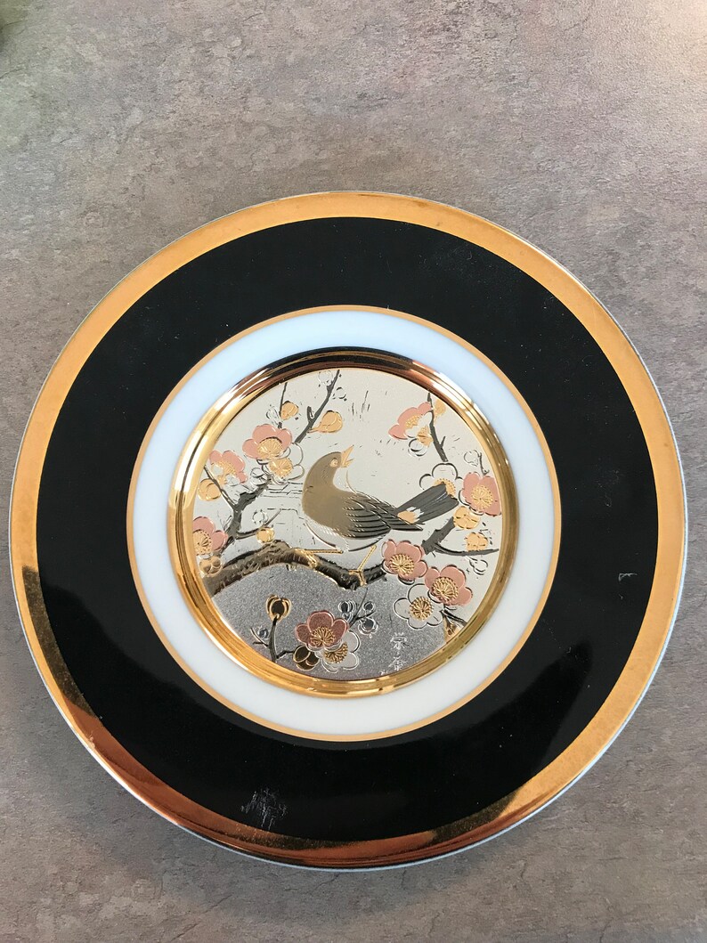 The Art of Chokin 6 Inch Decorative Plate With Gold Edging. Made in ...