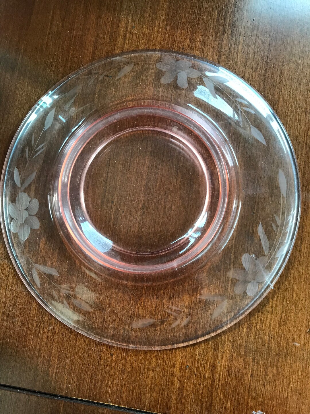 Vintage Pink Depression Salad Plate Etched With Floral Design - Etsy