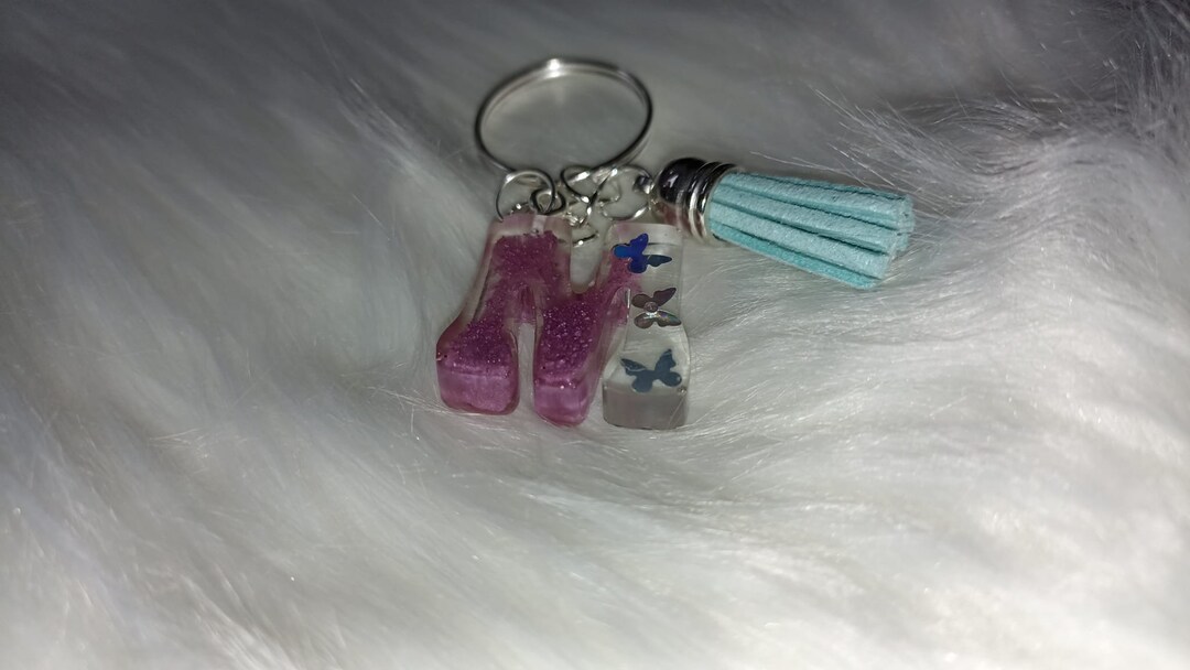 Letter M Keychain With Butterflies - Etsy