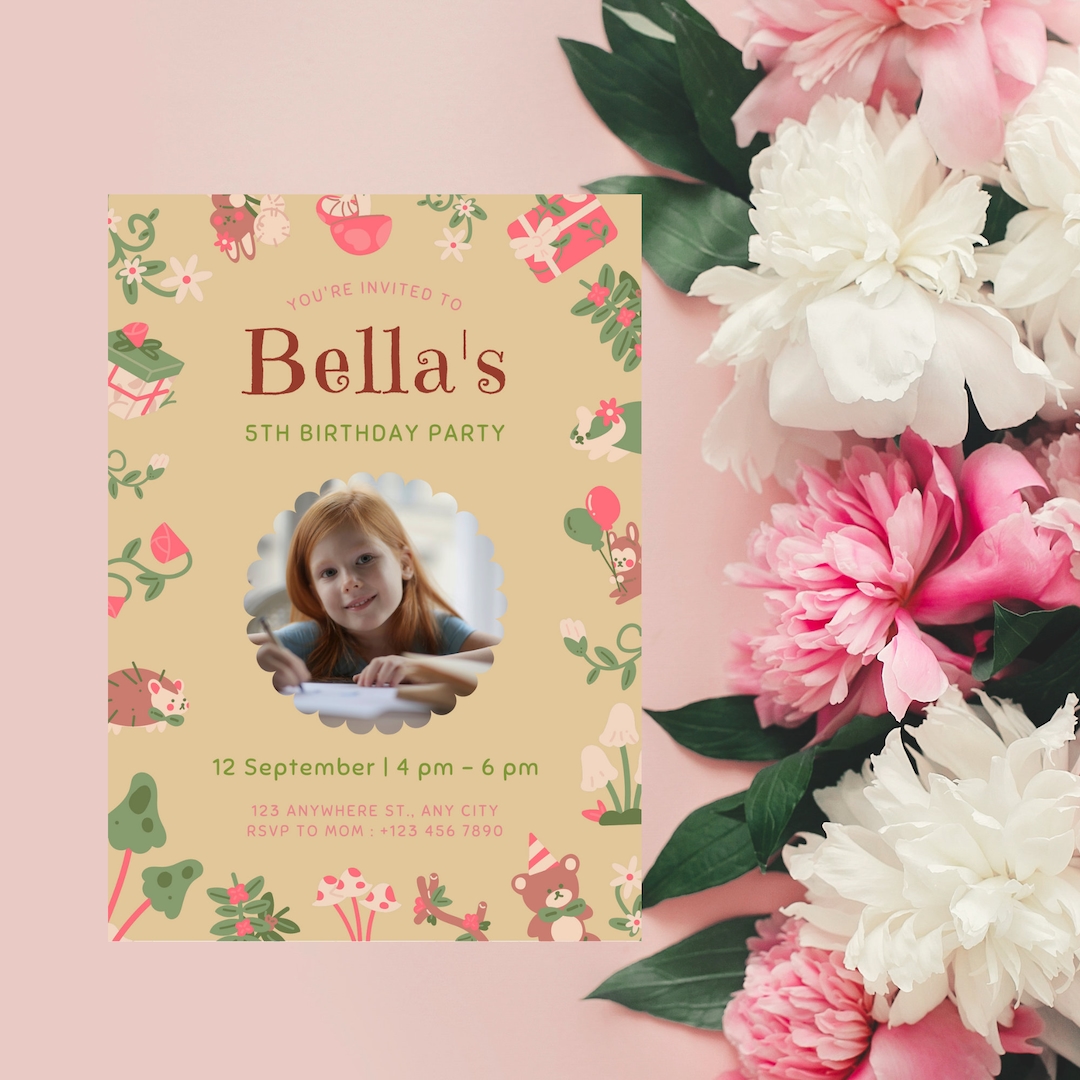 Birthday Invitation Card Editable Design Paper & Party Supplies Digital ...