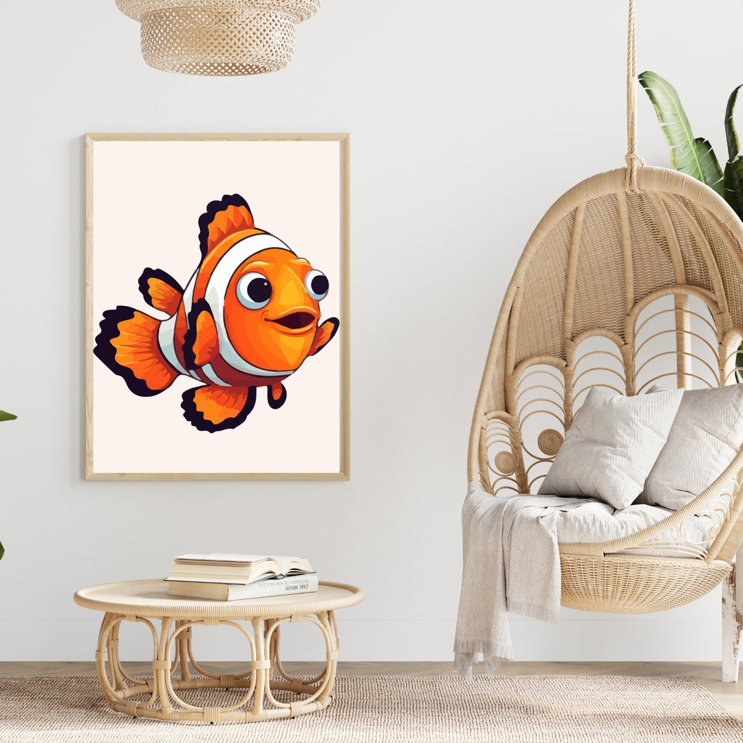 Orange Fish Wall Art Design Home Decor Printable Design Digital Product ...
