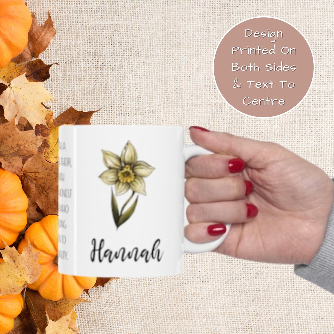 Personalised Birth Flower Mug, Birth Flower Gift, Birth Flower Gift for ...