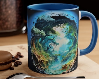 Sage Green Mug Forest Landscape Mug Mountain Nature Mug Minimalist Art ...