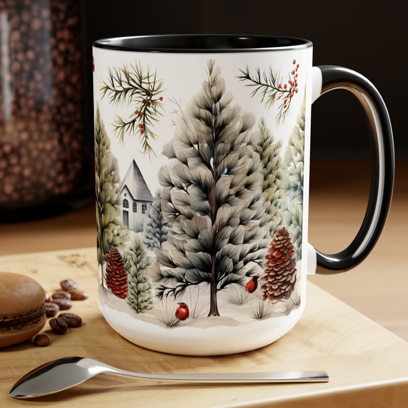 Snowy Pine Tree Coffee Mug - Etsy