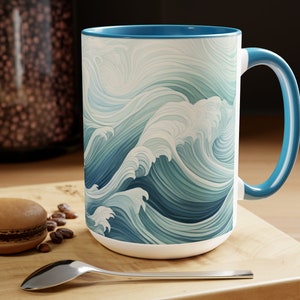 Beautiful Beach Wave Coffee Mug Ocean Inspired Tea Cup Coastal Theme ...