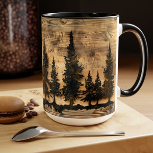 Rustic Pine Trees Mug Rustic Metal Tree Decor Coffee Mug Evergreen Tree ...