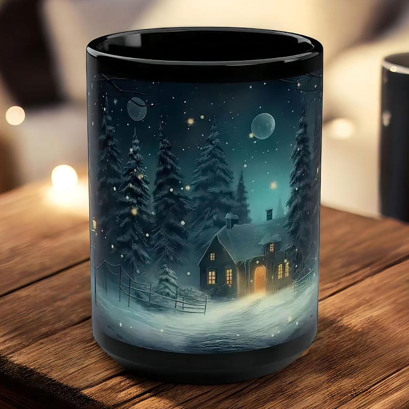 Winter Cabin Ceramic Mug - Etsy