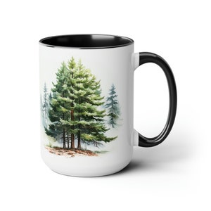 Winter Tree Scene Mug 15oz Large Evergreen Mug Pine Tree Coffee Mug ...