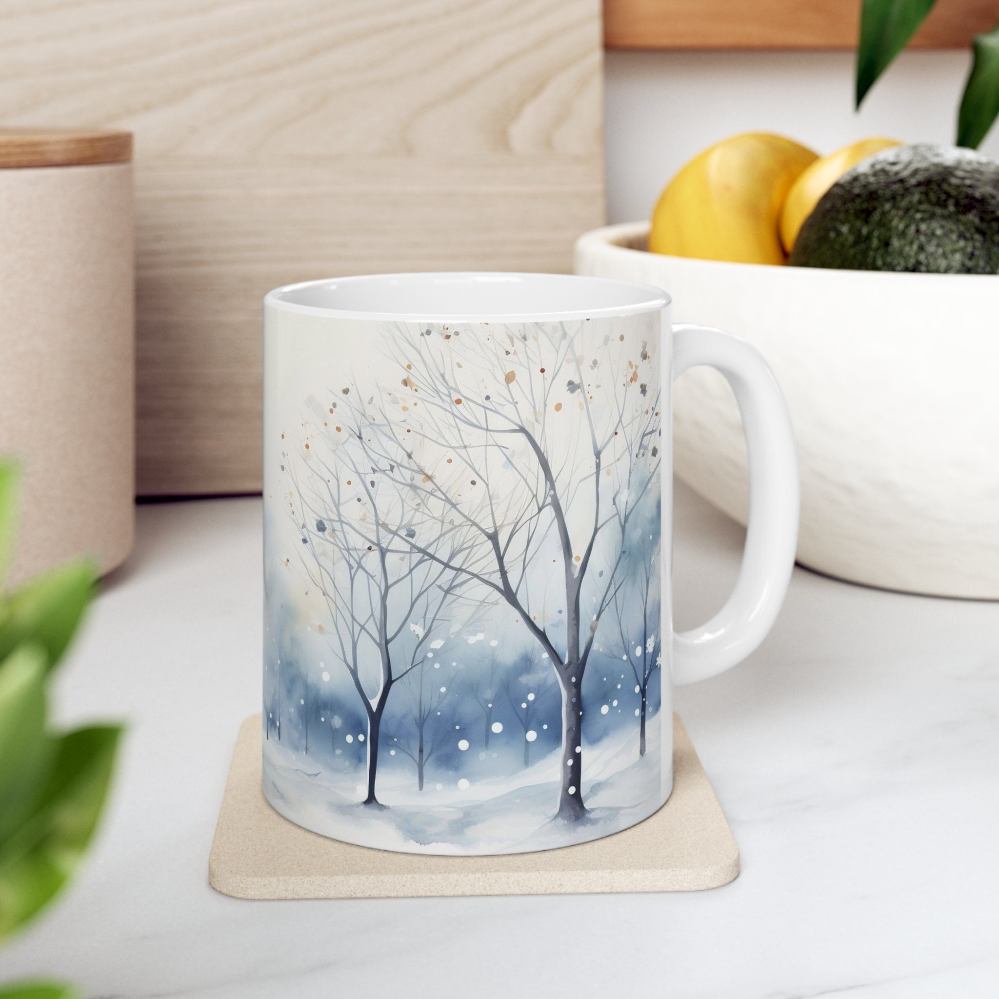 Snowfall Winter Trees Mug Frosty Winter Coffee Mug Winter Wonderland ...