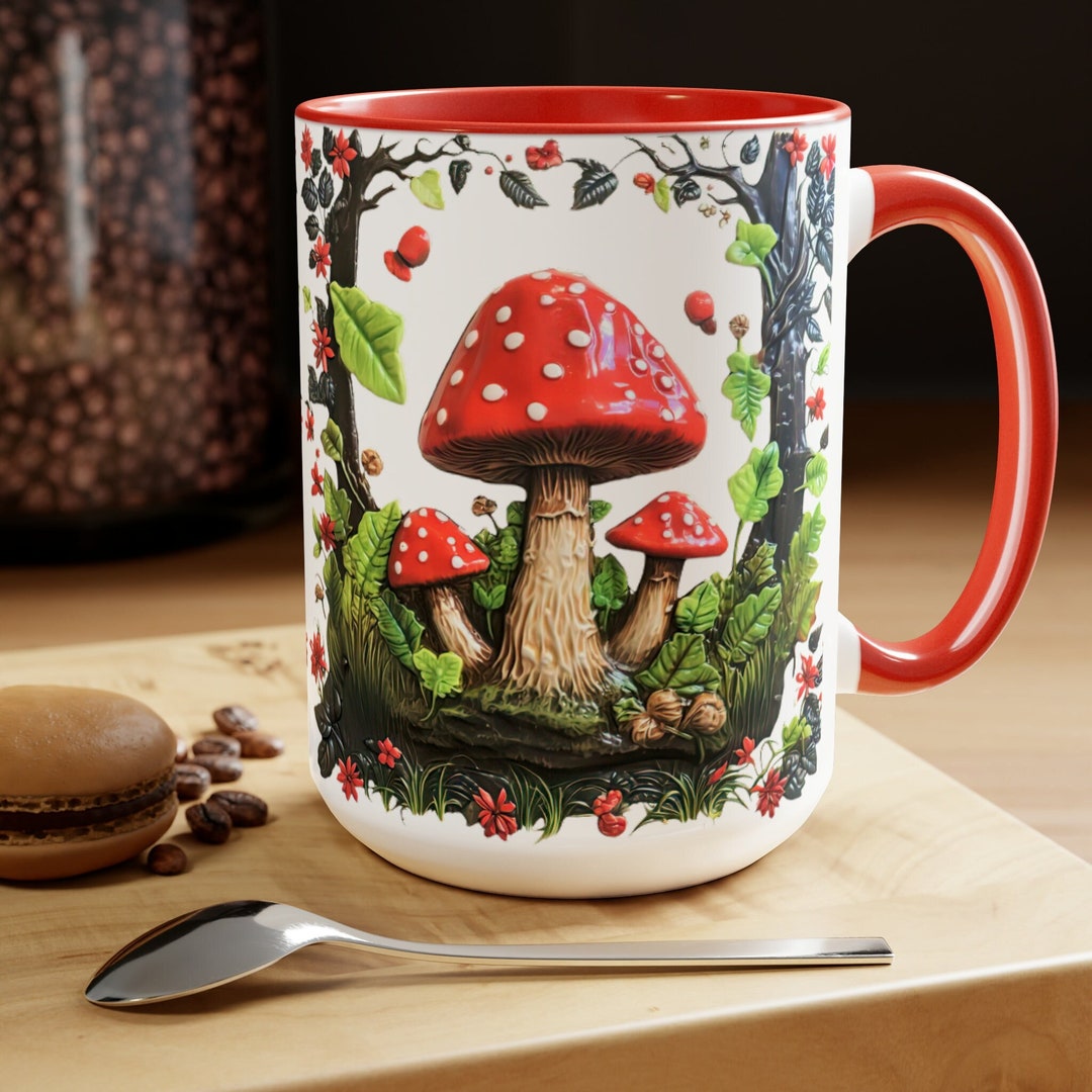 Large Ceramic Mushroom Mug 15oz Fungi Mug Mushroom Decor Coffee Mug ...