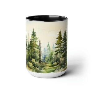 Rustic Pine Tree Mug Watercolor Pine Trees Print Coffee Mug Tree Lovers ...