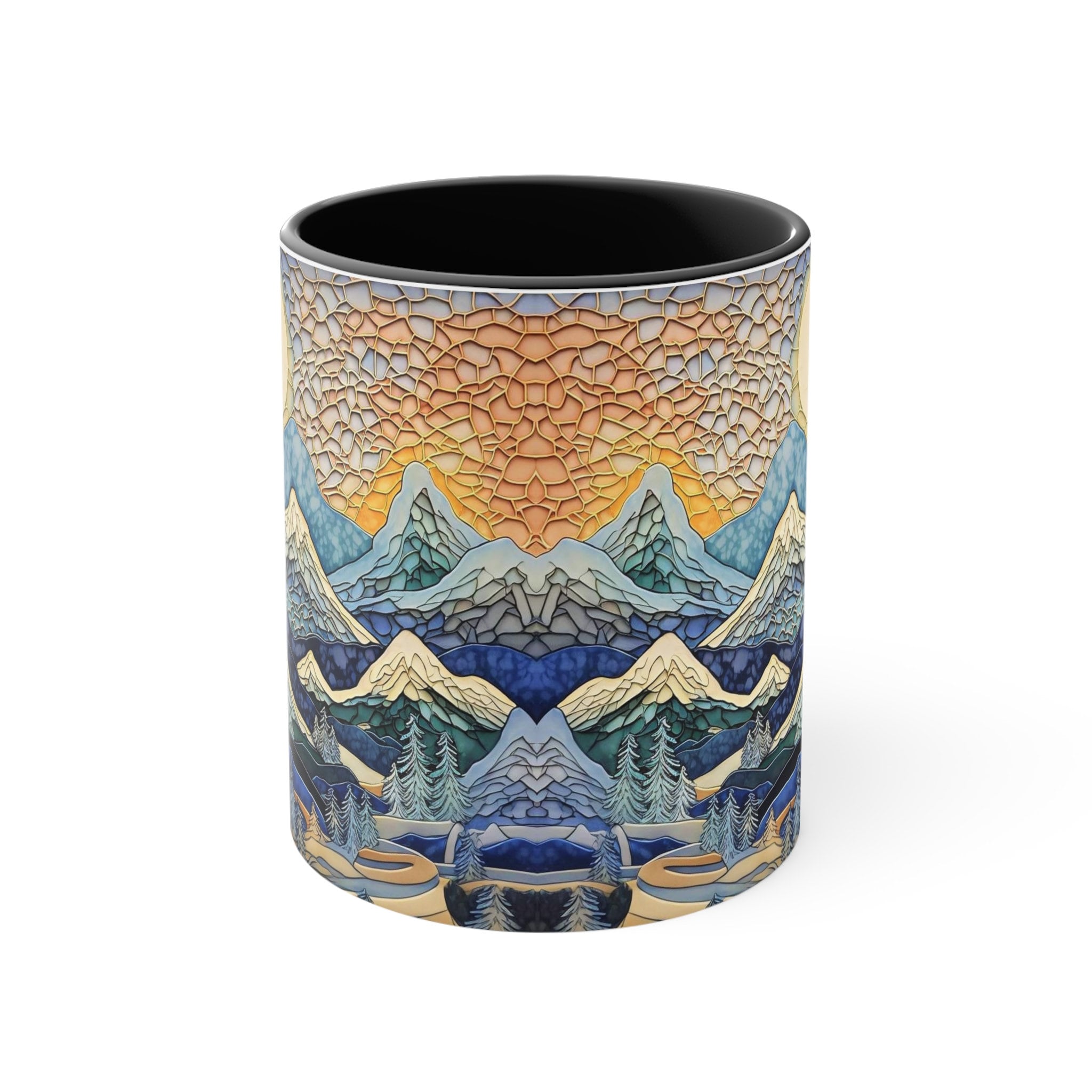Winter Mountains and Forest Mug Snowy Mountains Mug Forest Illustration ...