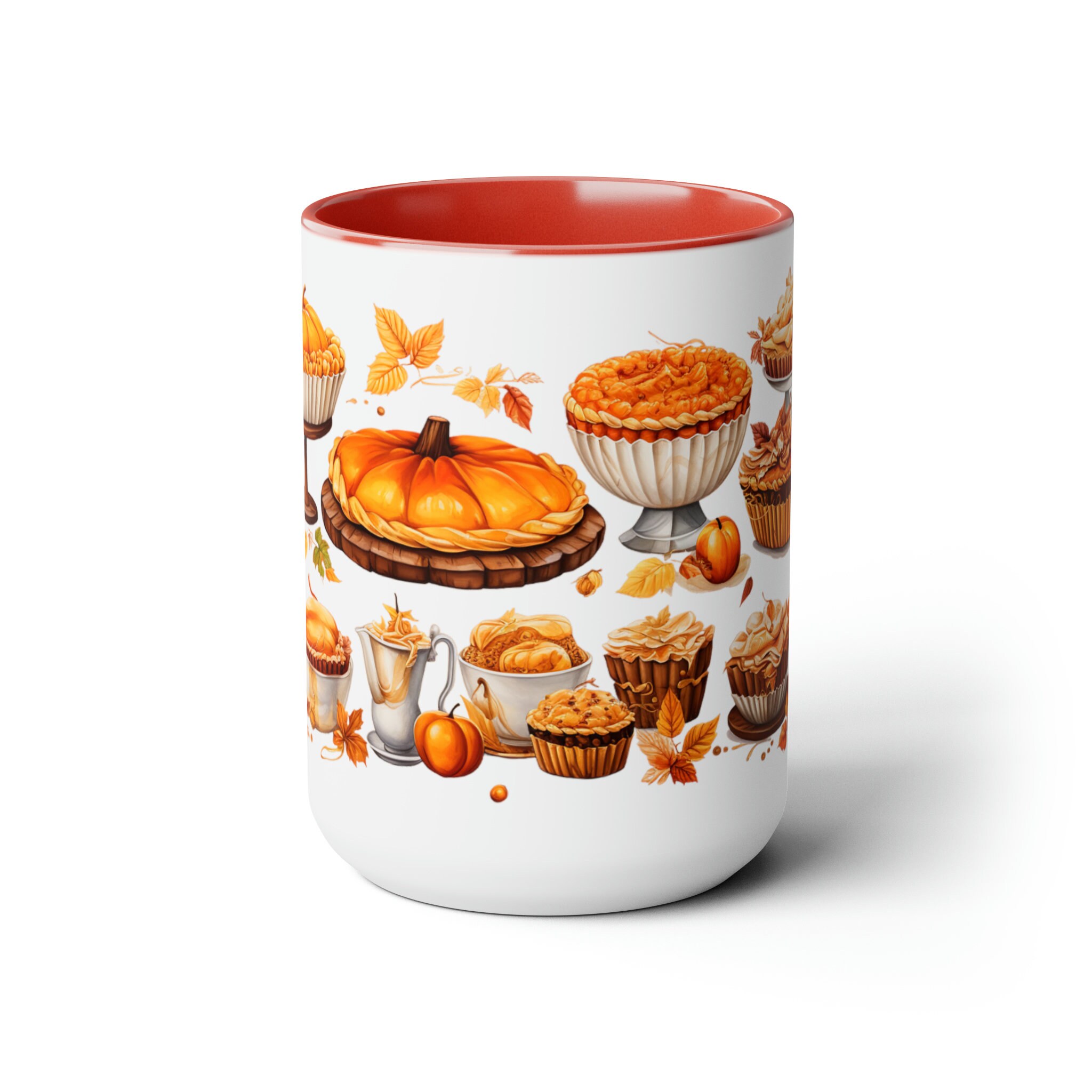 Fall Dessert Mug Autumn Dessert Pattern Mug Fall Pumpkin Pies Mug 15oz ...