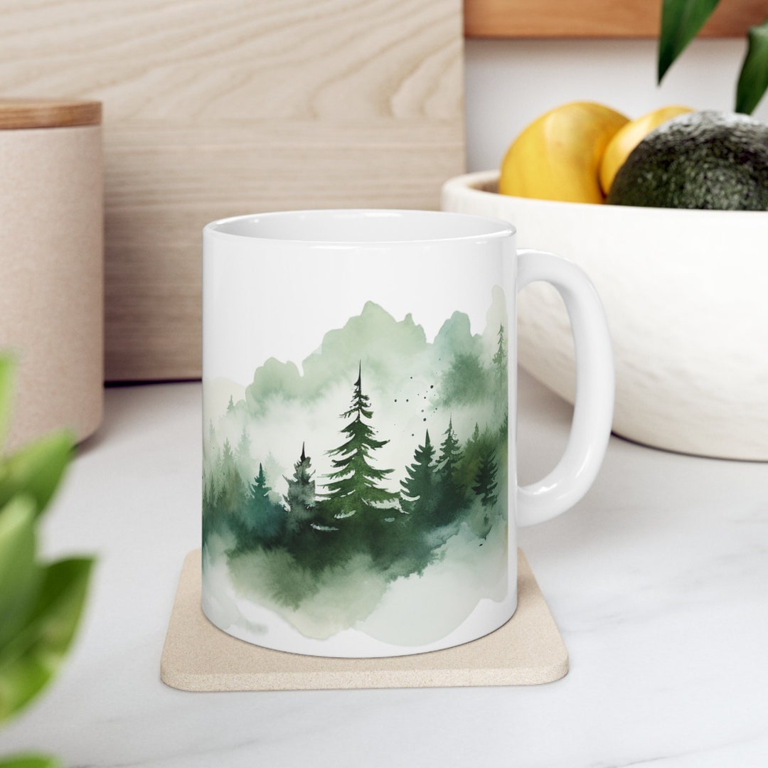 Evergreen Coffee Mug Nature Forest Coffee Cup Nature Lovers Coffee Gift ...