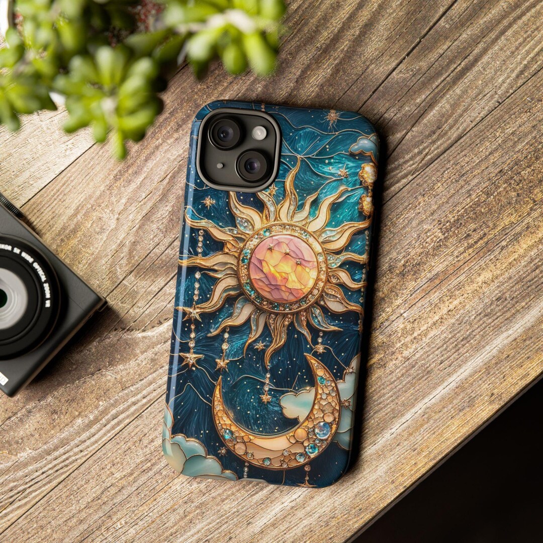 Stained Glass Pink Moon and Stars Phone Case Celestial iPhone Samsung ...
