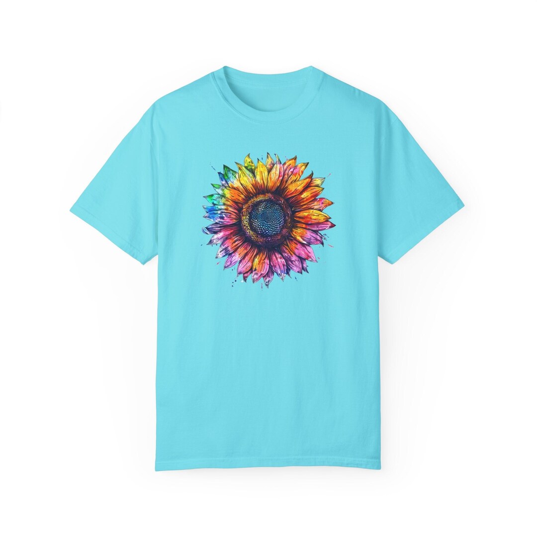 Sunflower Shirt Colorful Floral Tee Sunflower Top Colorful Sunflower ...