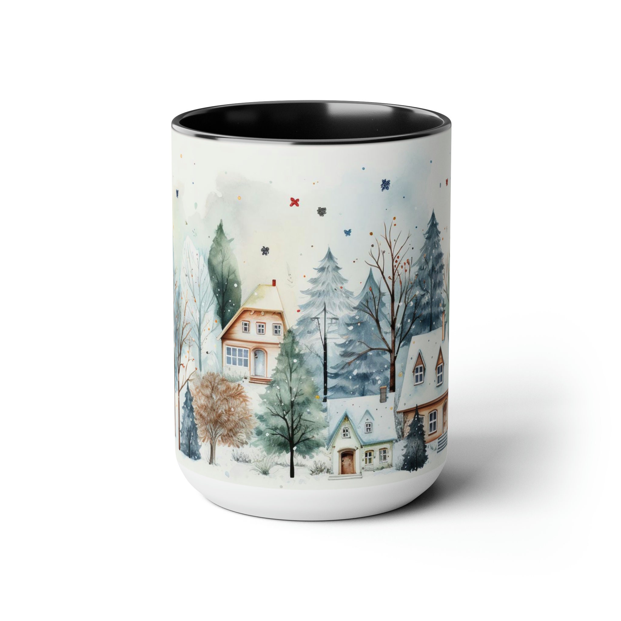 Winter Houses Mug Holiday Tea Mug Winter Village Town Cup Adorable ...