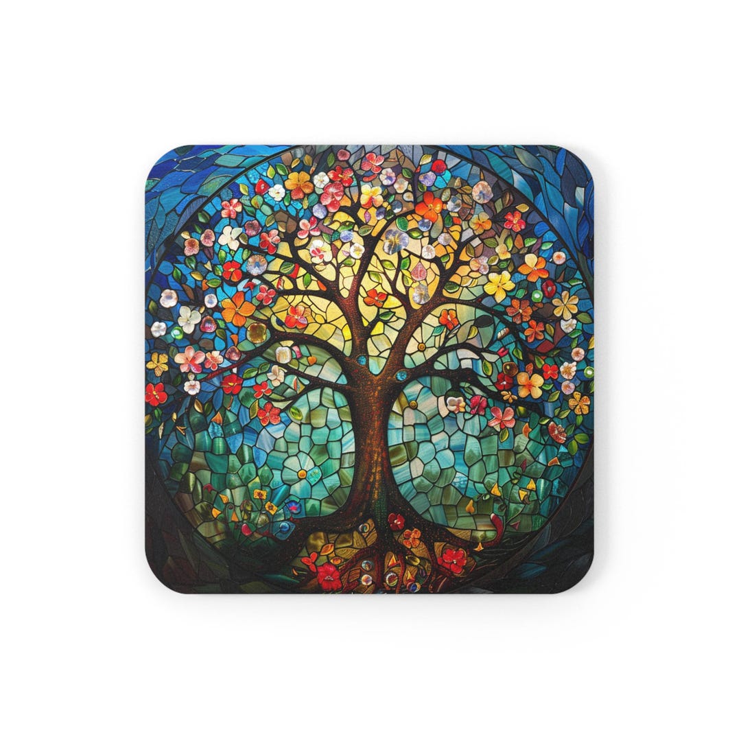 Tree of Life Coaster Mosaic Tree of Life Decor Nature Coasters Nature ...