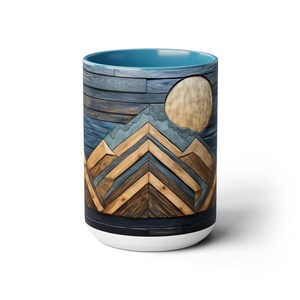 Mountain Wood Art Cup Rustic Moon Coffee Mug Moonlit Cabin - Etsy