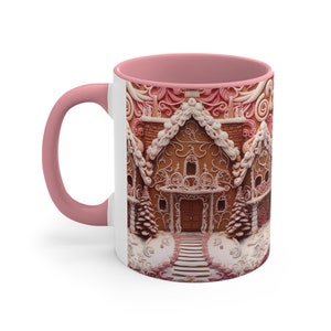 Pink Gingerbread Mug Gingerbread House Cup Whimsical Pink Drinkware ...