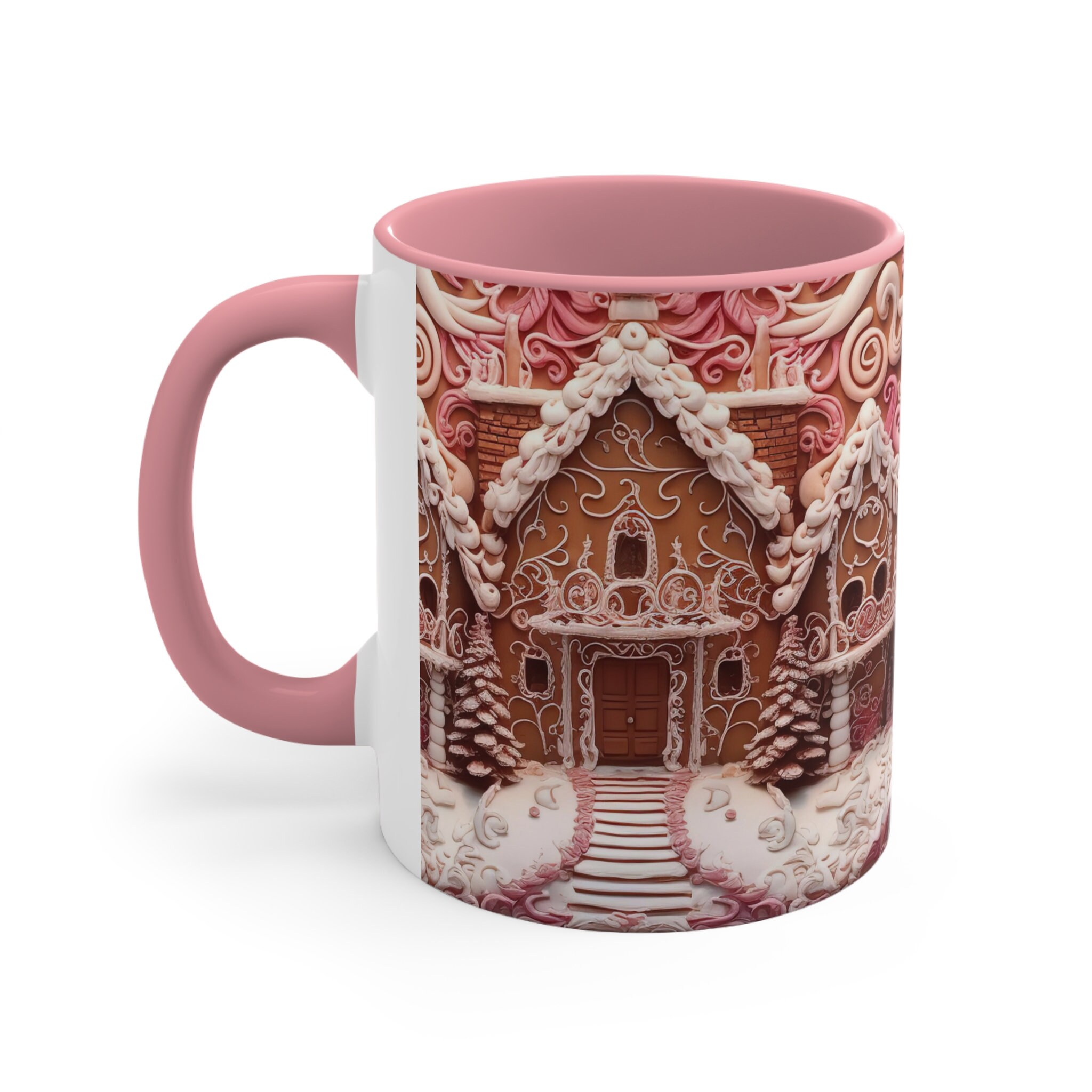 Pink Gingerbread Mug Gingerbread House Cup Whimsical Pink Drinkware ...