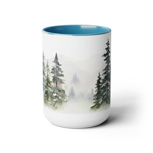 Sage Green Mug Forest Landscape Mug Mountain Nature Mug Minimalist Art ...