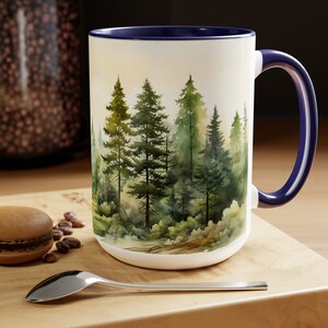 Rustic Pine Tree Mug Watercolor Pine Trees Print Coffee Mug Tree Lovers ...