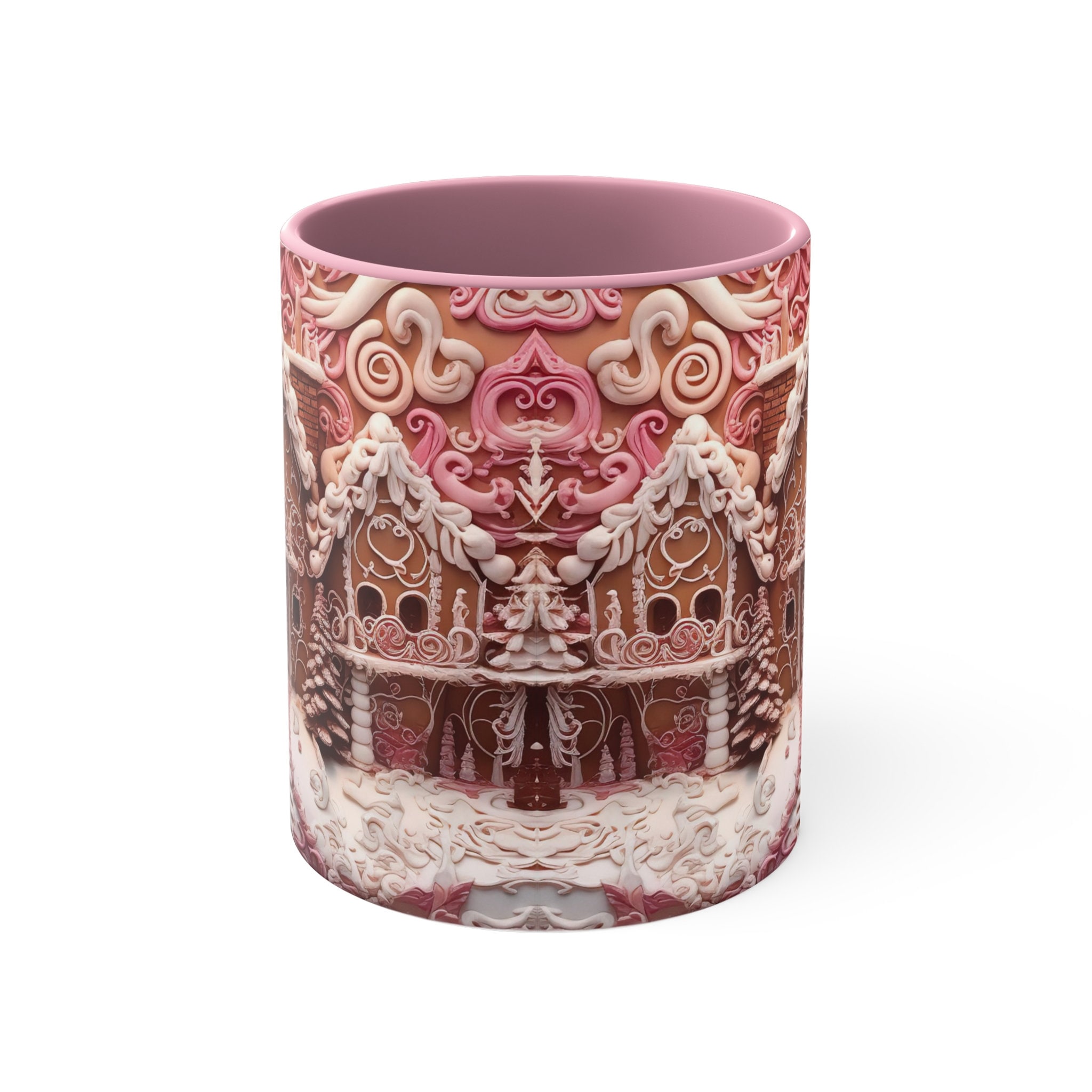 Pink Gingerbread Mug Gingerbread House Cup Whimsical Pink Drinkware ...