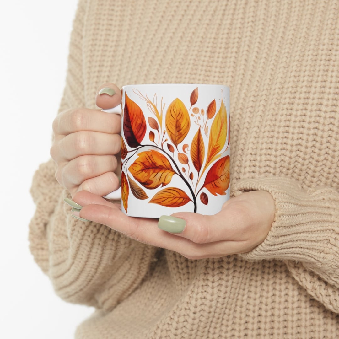 Autumn Leaves Mug Fall Leaves Mug Pretty Fall Leaves Coffee Mug Fall ...
