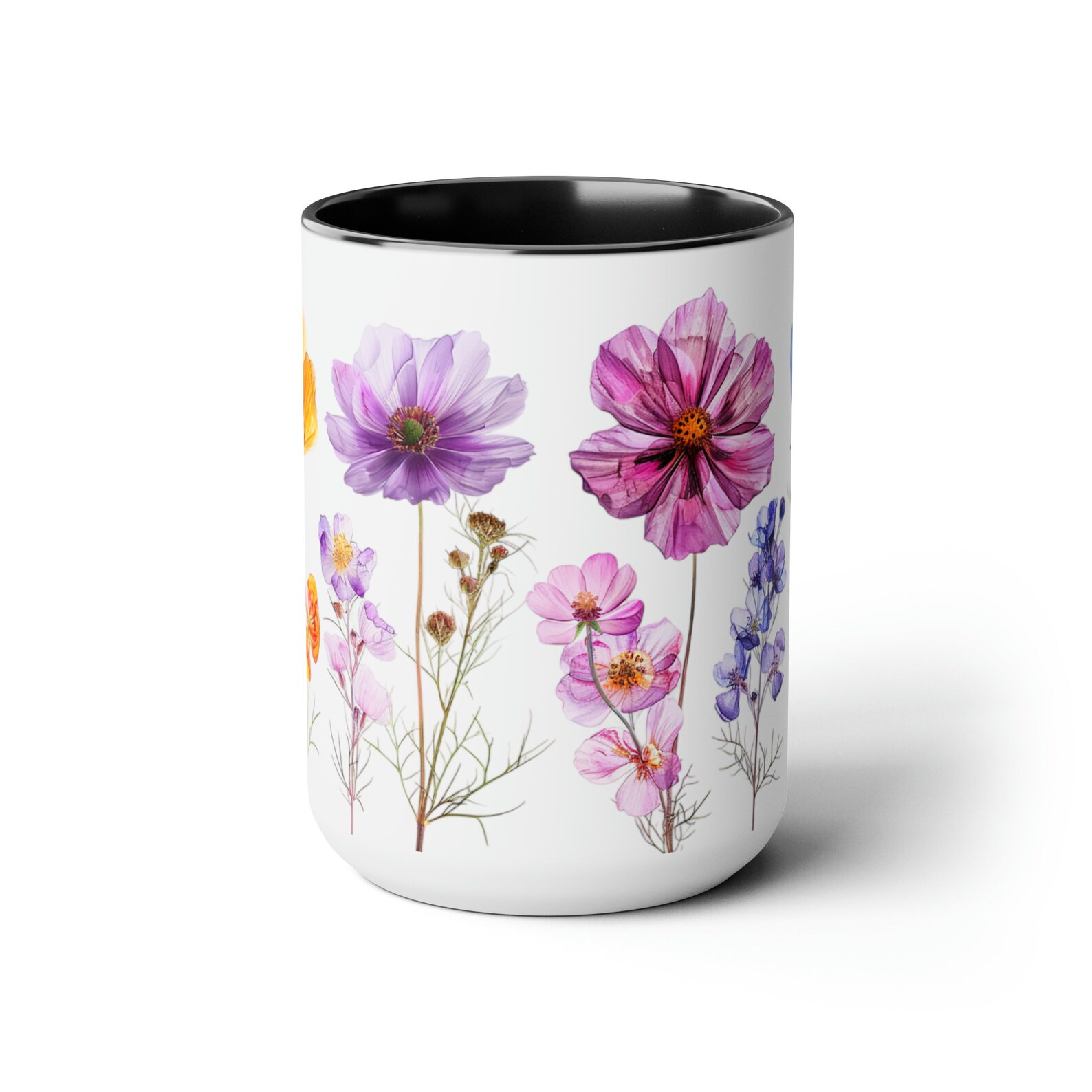 Watercolor Wildflowers Coffee Mug: Botanical Floral Art, Spring Flower ...