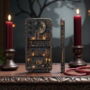 Gothic Bookshelf Phone Case Dark Academia Literary iPhone Samsung Cover ...