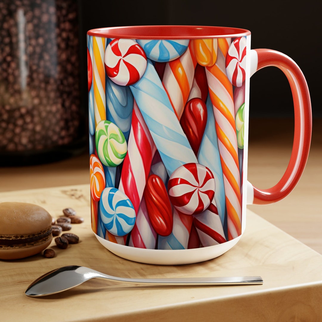 Candy Cane Decor Mug Candy Cane Coffee Mug Holiday Candy Gifts Tea Mug ...
