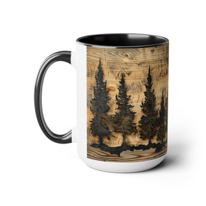 Rustic Pine Trees Mug Rustic Metal Tree Decor Coffee Mug Evergreen Tree ...