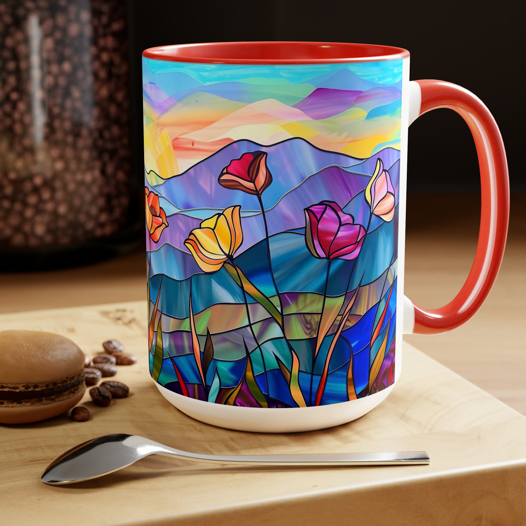 Stained Glass Floral Mug Flower Pattern Coffee Mug Stained Glass ...