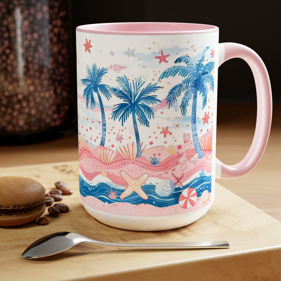 Palm Tree Beach Mug: Coastal Summer Vibes Cup (15oz) - Etsy