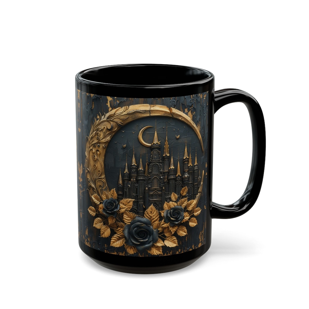Gothic Floral Mug: Dark Academia Castle Coffee Cup - Etsy